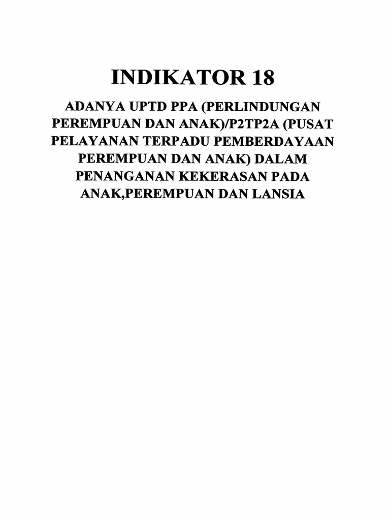 Indikator 18 Adanya Uptd Ppa - P2tp2a Dalam Penanganan Kekerasan P | PDF