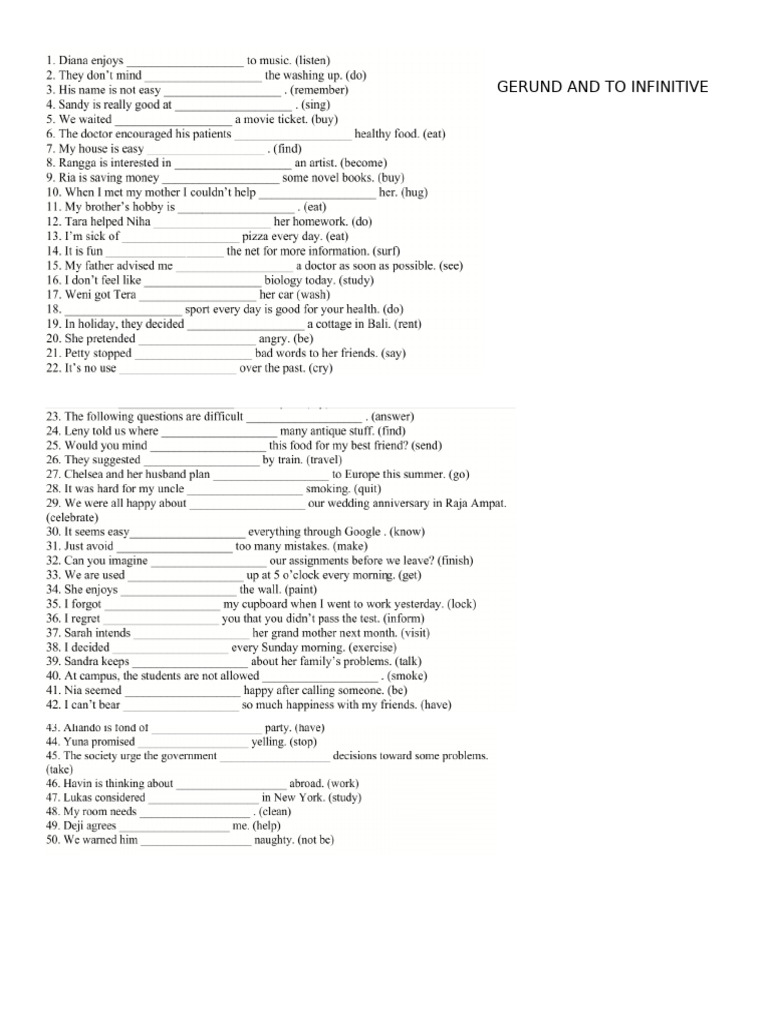 Gerund and to Infinitive | PDF