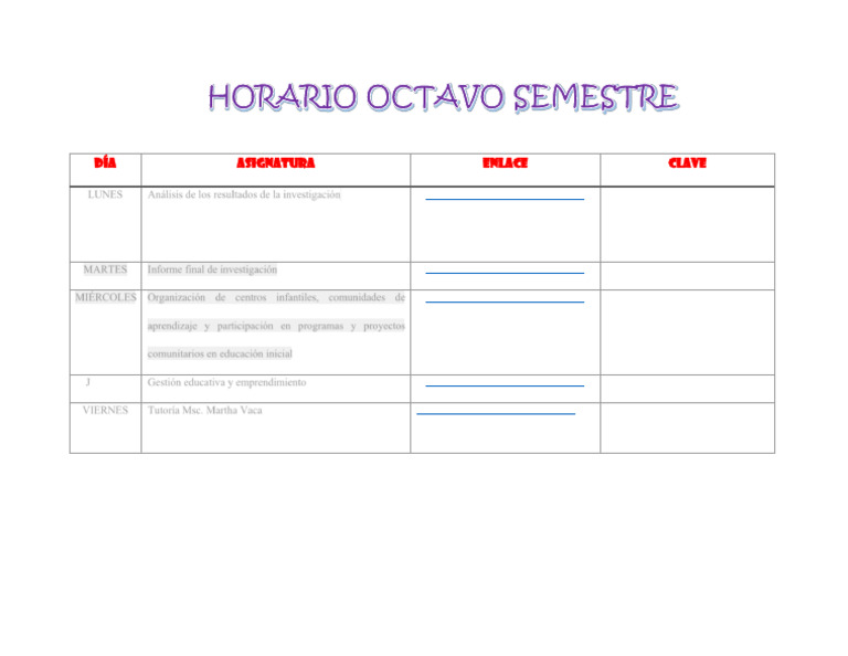 Horario Octavo | PDF