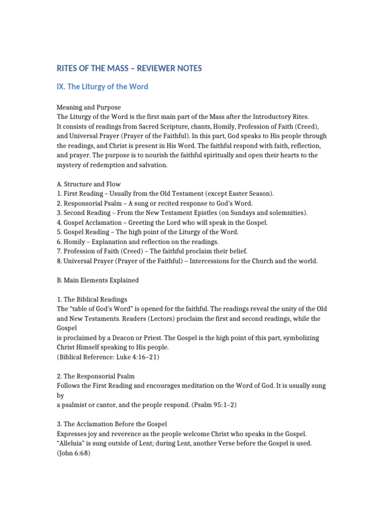 Liturgy of the Word and Eucharist Guide | PDF | Eucharist | Mass (Liturgy)