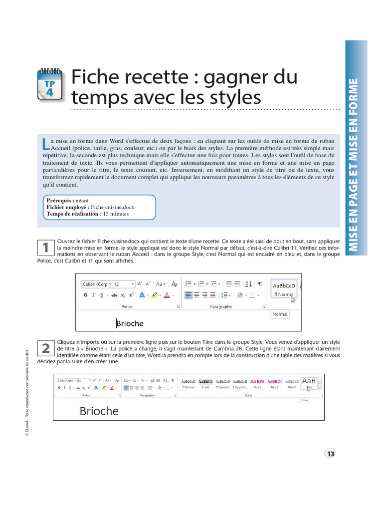 Optimiser une fiche recette avec styles | PDF | Microsoft Word | Mise ...