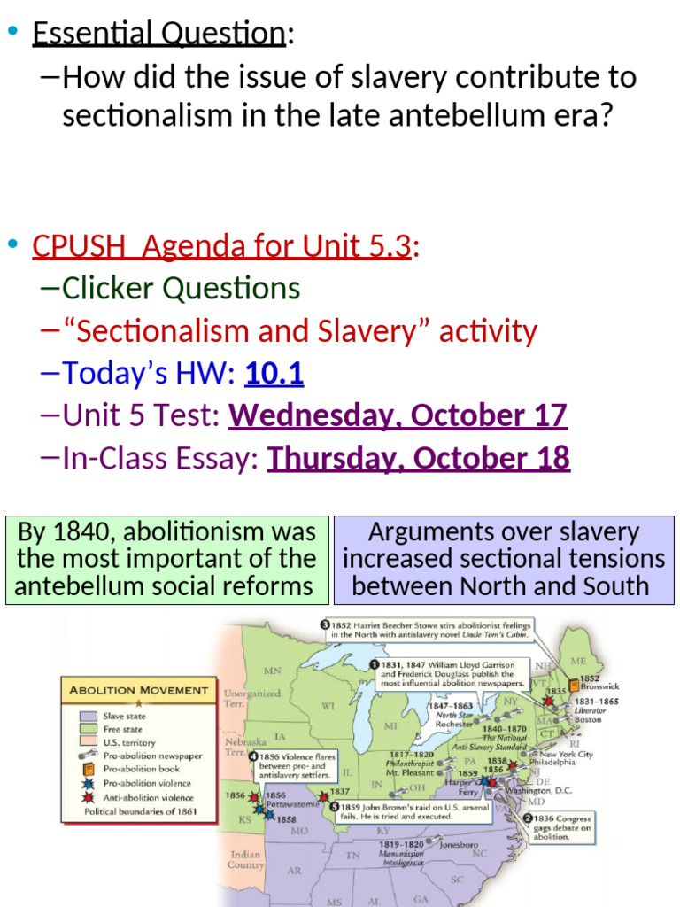 Slavery's Role in Antebellum Sectionalism | PDF | Abolitionism In The ...