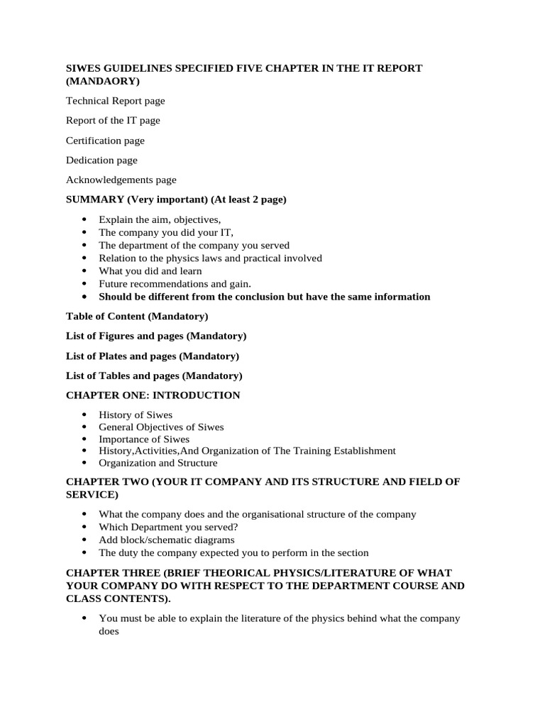 Siwes Guidelines and Report Structure | PDF | Physics | Science