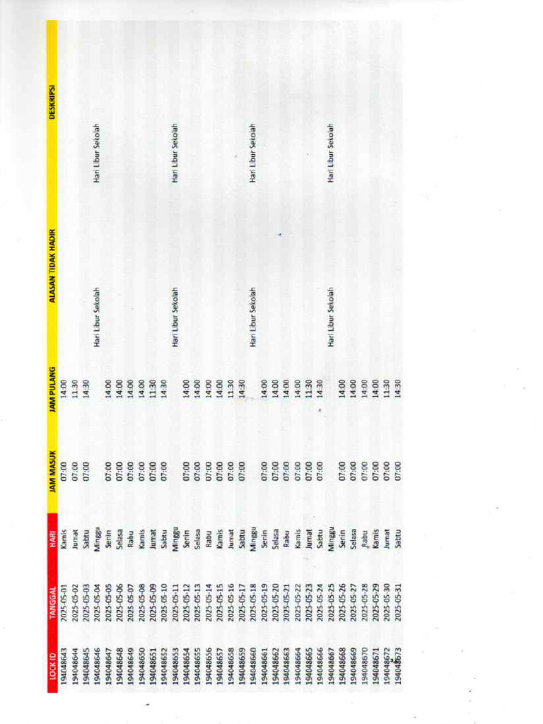 Absen Bu Rif Mei 2025 | PDF