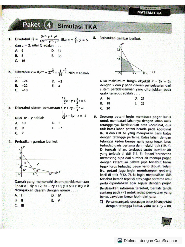 Paket 4 Simulasi TKA_MTK | PDF