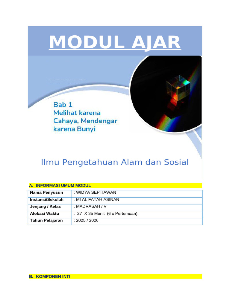 Modul Ajar IPA dan IPS Kelas V | PDF