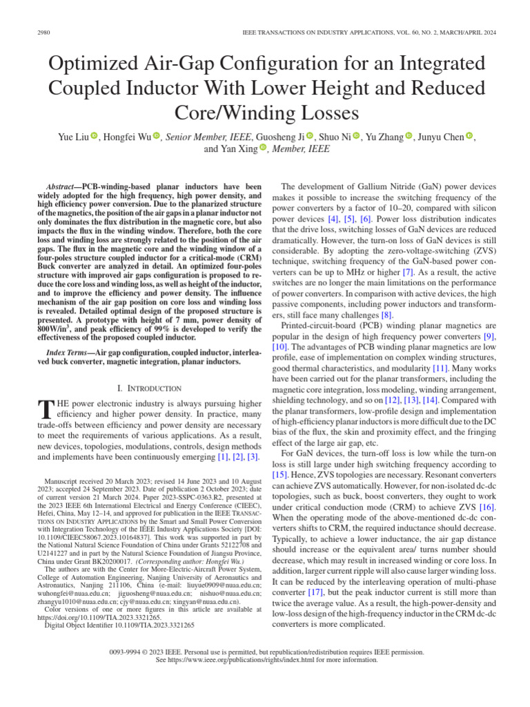 Optimized Air-Gap Configuration For An Integrated Coupled Inductor With Lower Height and Reduced ...