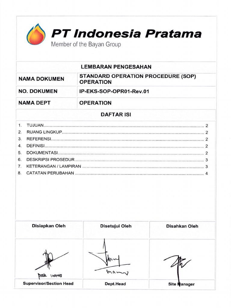 Ip Eks Sop Opr01 Rev.01 Sop Operation | PDF