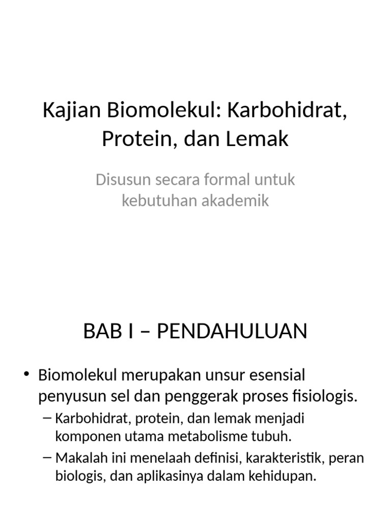 PPT Biomolekul Formal Lengkap | PDF