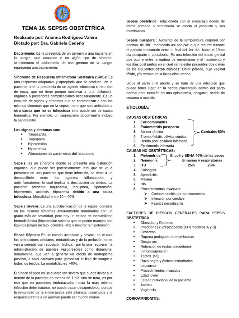 Sepsis Obstetrica Listo | PDF | Septicemia | Parto