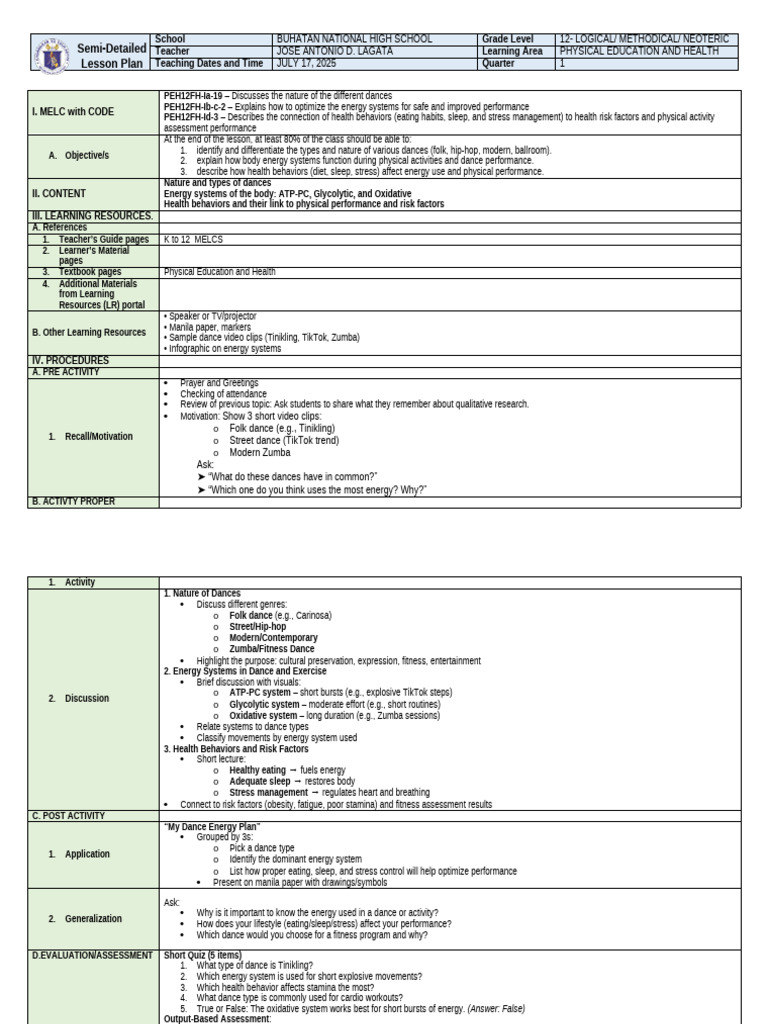 PE LESSON 3 | PDF | Aerobic Exercise | Physical Fitness