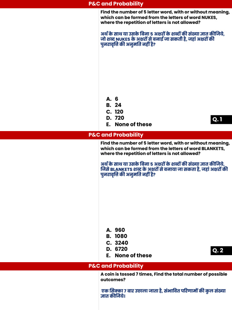 P and C - Probability Worksheet 01 | PDF