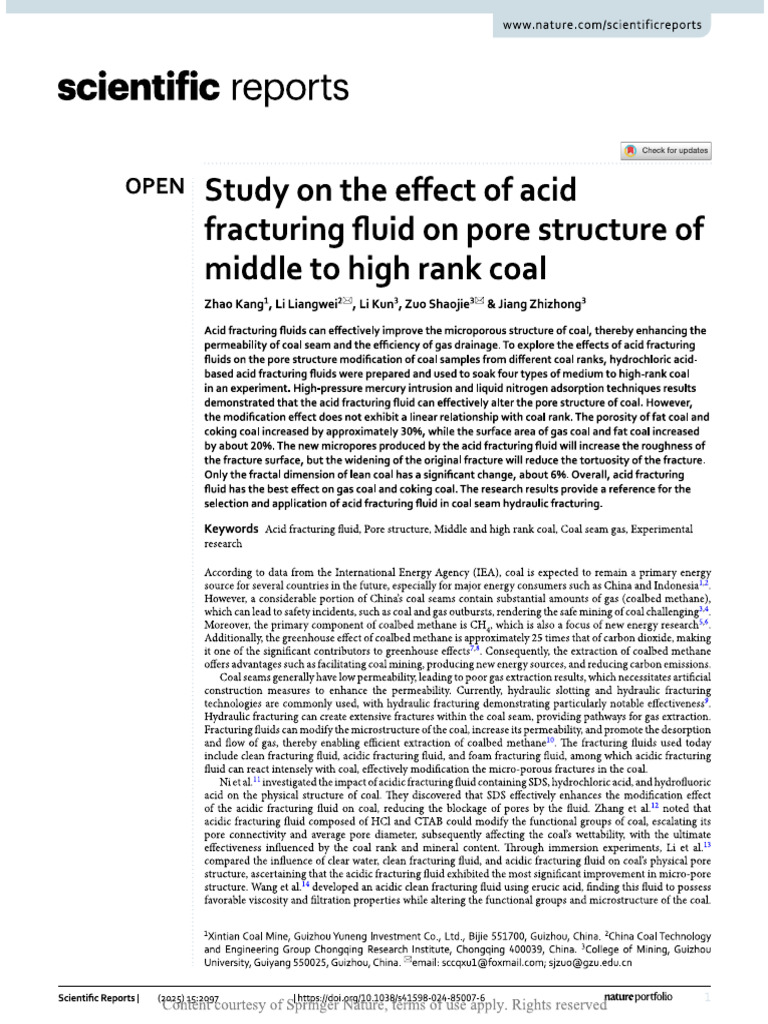 Study On The Effect of Acid Fracturing Fluid On Pore Structure of ...