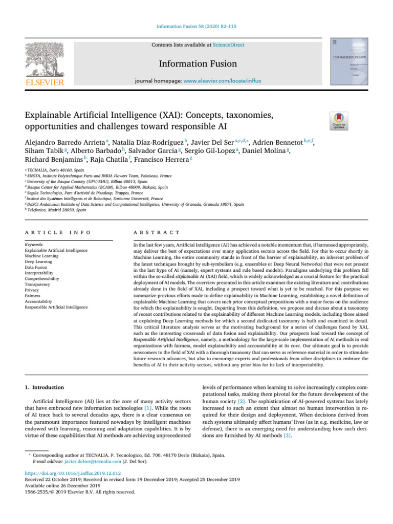156.explainable Artificial Intelligence (XAI) - Concepts, Taxonomies, Opportunities and ...
