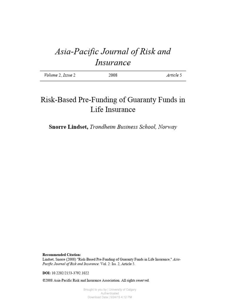 Risk-Based Guaranty Fund Contributions | PDF | Insurance | Value At Risk
