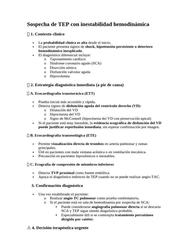 Diagnóstico y manejo del TEP agudo | PDF | Enfermedades ...