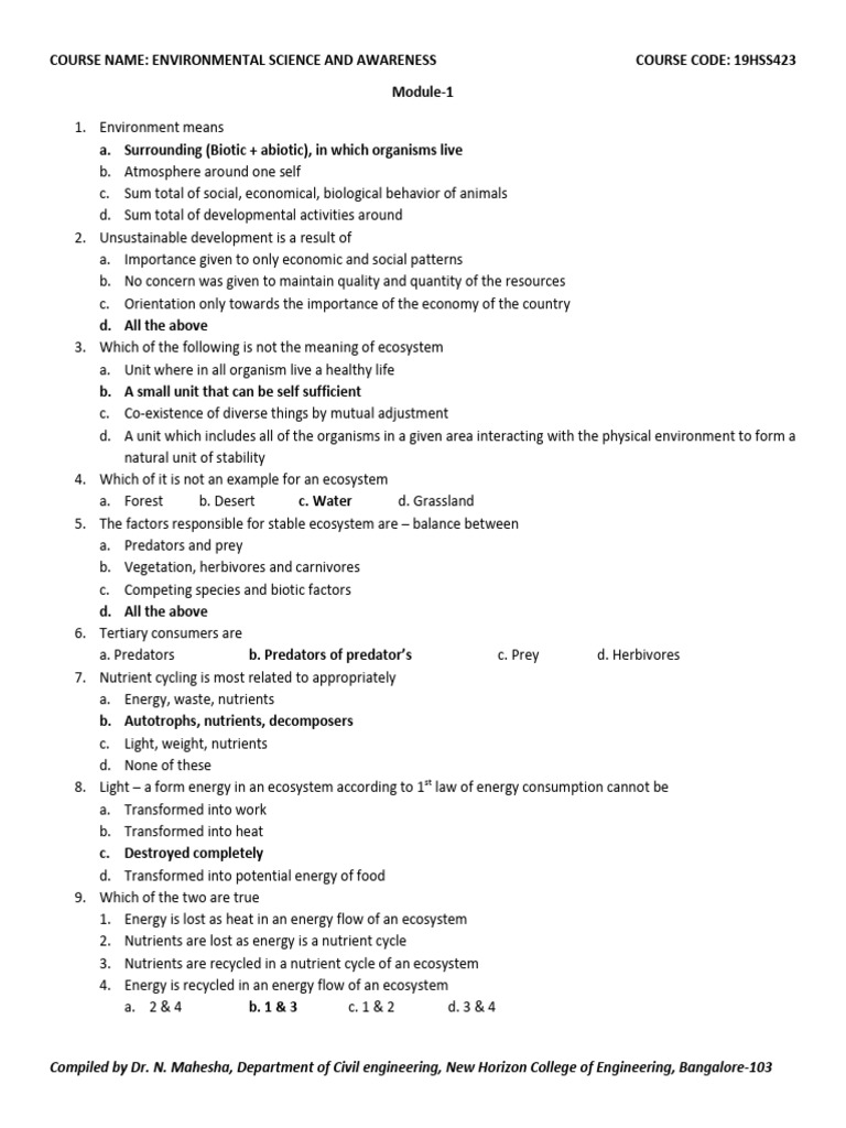 Environmental Science Course Overview | PDF | Ecosystem | Atmosphere Of ...