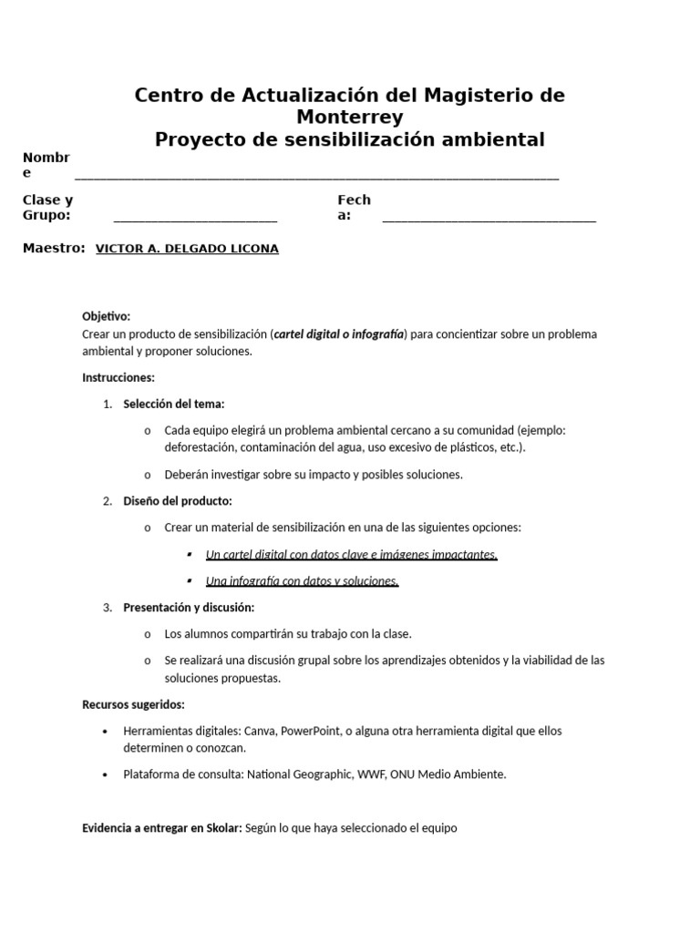 Act 5_U2_Proyecto de Sensibilización Ambiental_CFENS | PDF