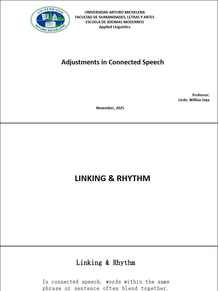 Adjustments in Connected Speech | PDF | Vowel | Linguistics