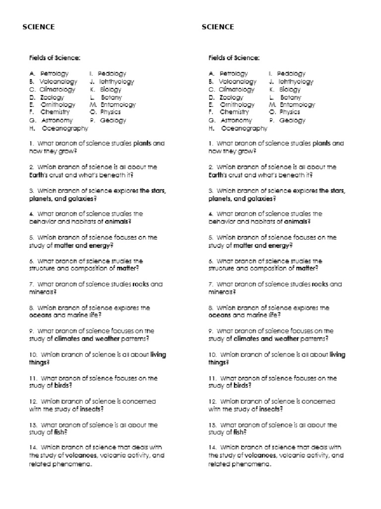 Tutor - Branches of Science | PDF