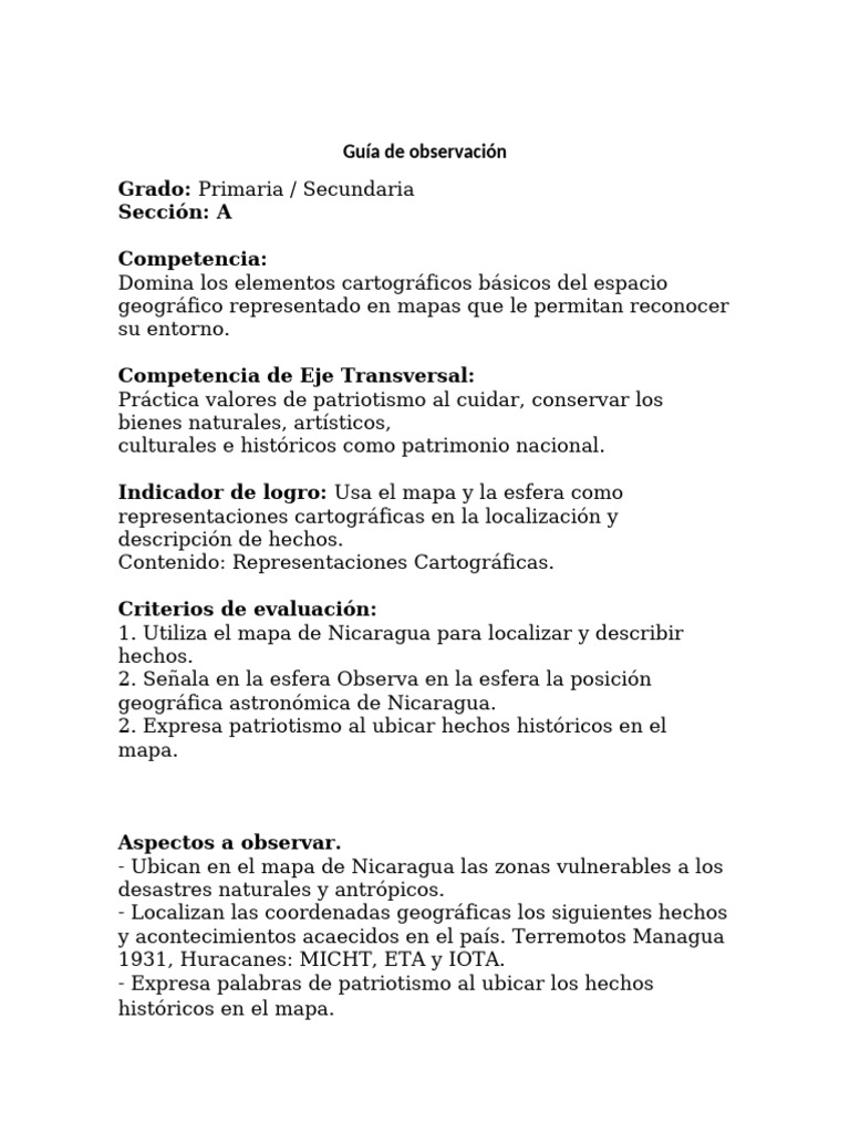 Guía de Observación | PDF | Mapa | Cartografía