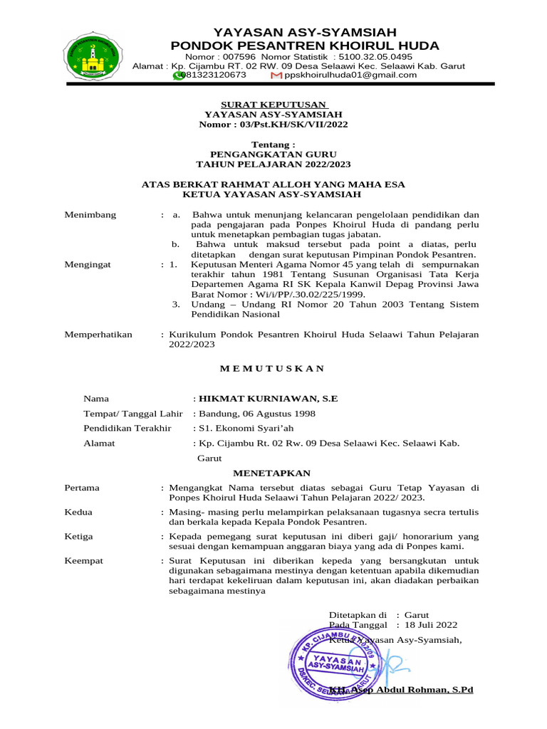 SK Guru Ponpes | PDF