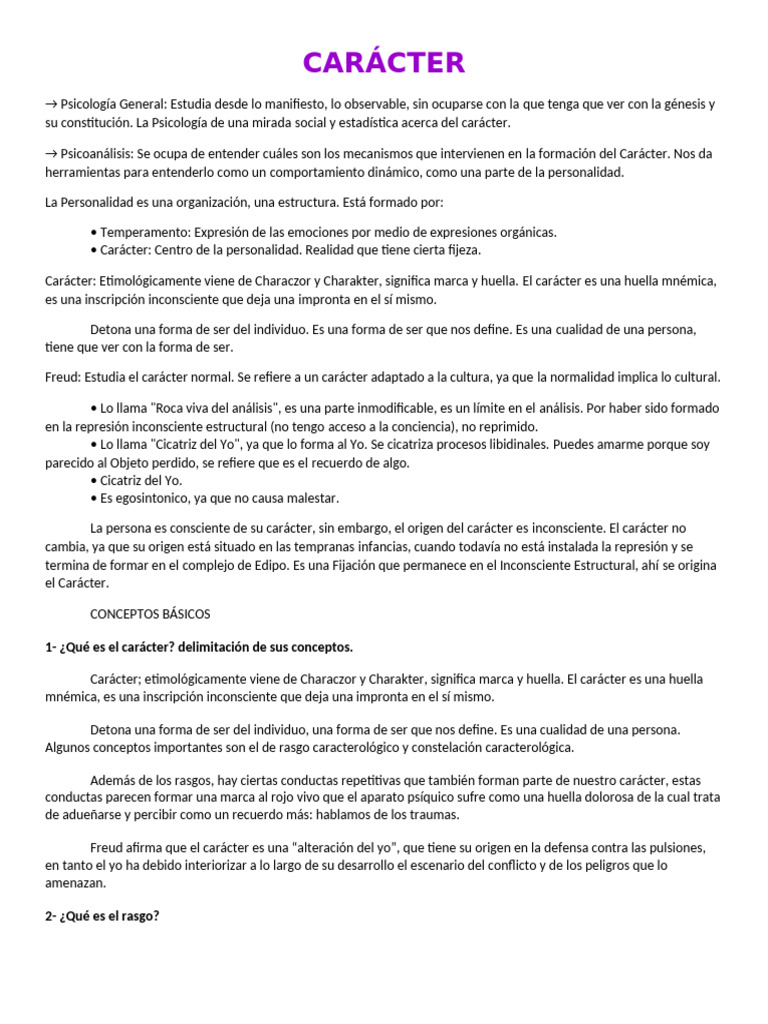 Caracter | PDF | Mente inconsciente | Teoría psicoanalítica