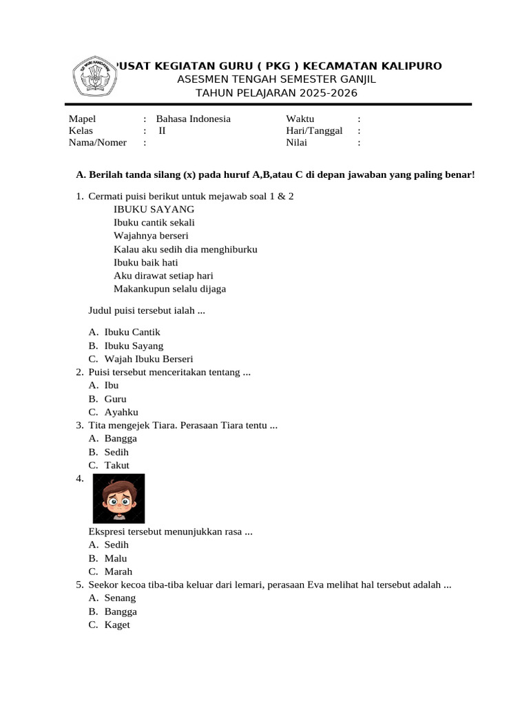 Soal ATS Bhs. Ind Kls.2_Ganjil_2025-2026 | PDF