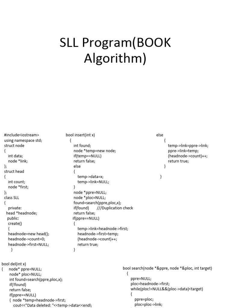 8.SLL (Book Alg Implementation) | PDF | Computer Programming ...