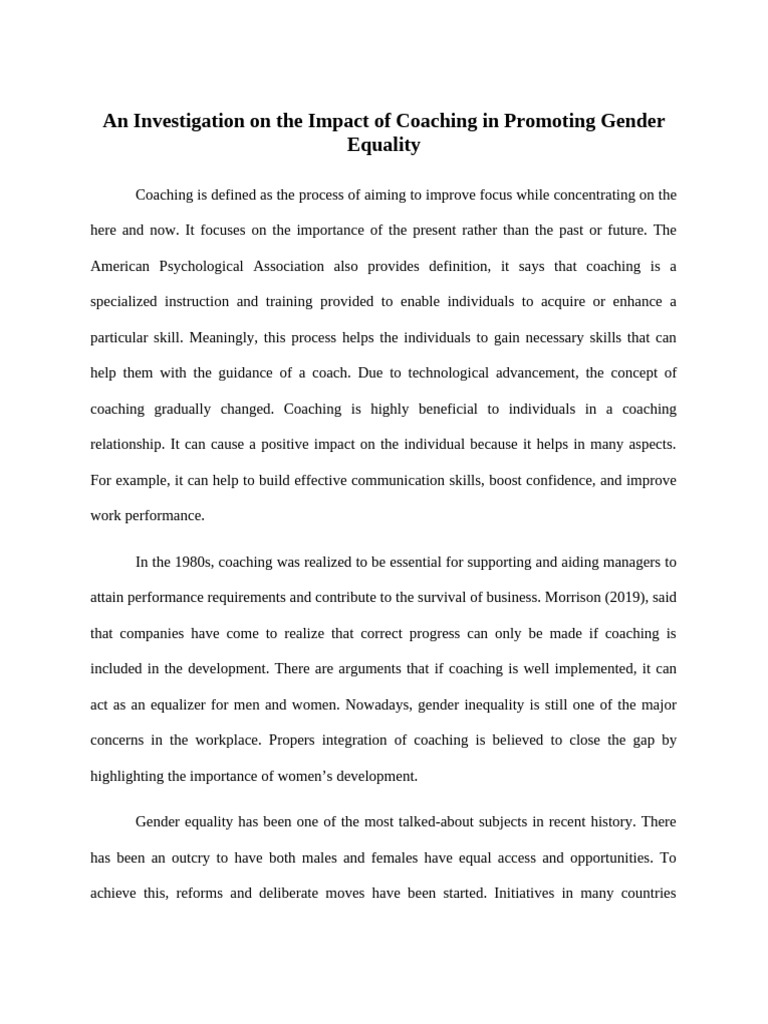 An Investigation on the Impact of Coaching in Promoting Gender Equality ...