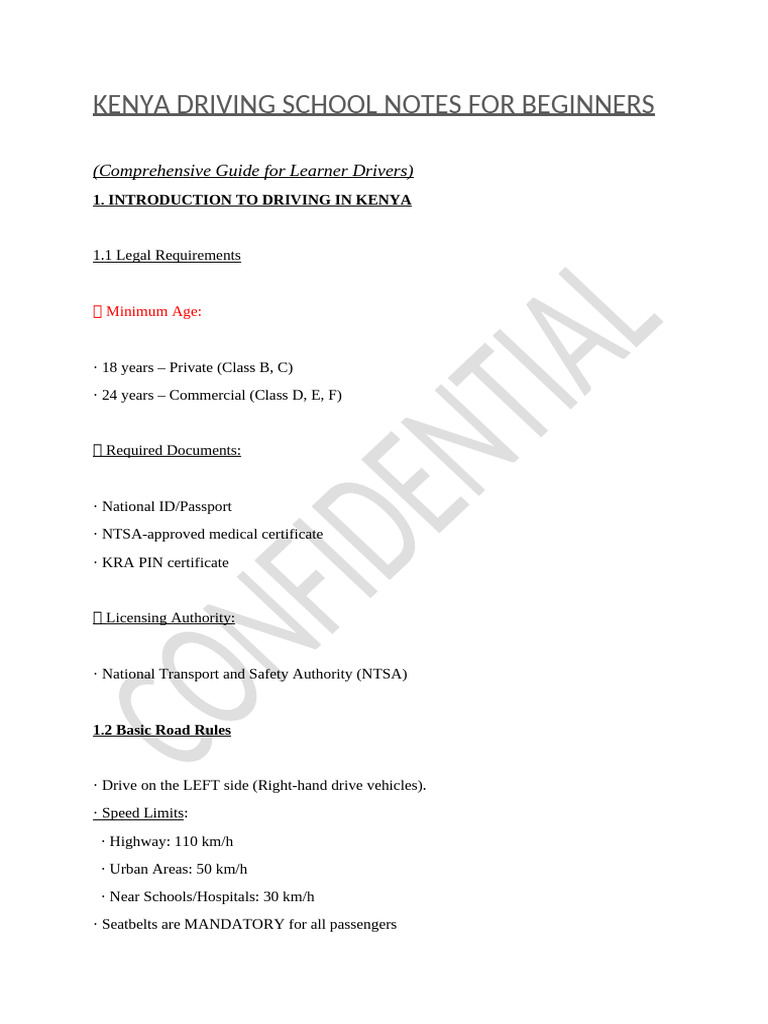 Kenya Driving School Guide for Beginners | PDF | Manual Transmission ...
