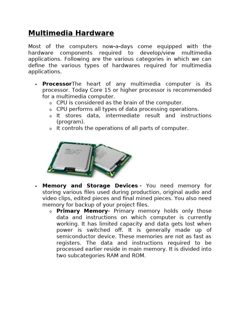 Essential Multimedia Hardware Guide | PDF | Computer Data Storage ...