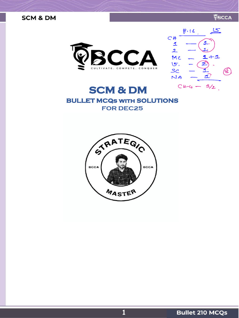 SCM & DM MCQs - for D25 | PDF | Marketing | Production And Manufacturing