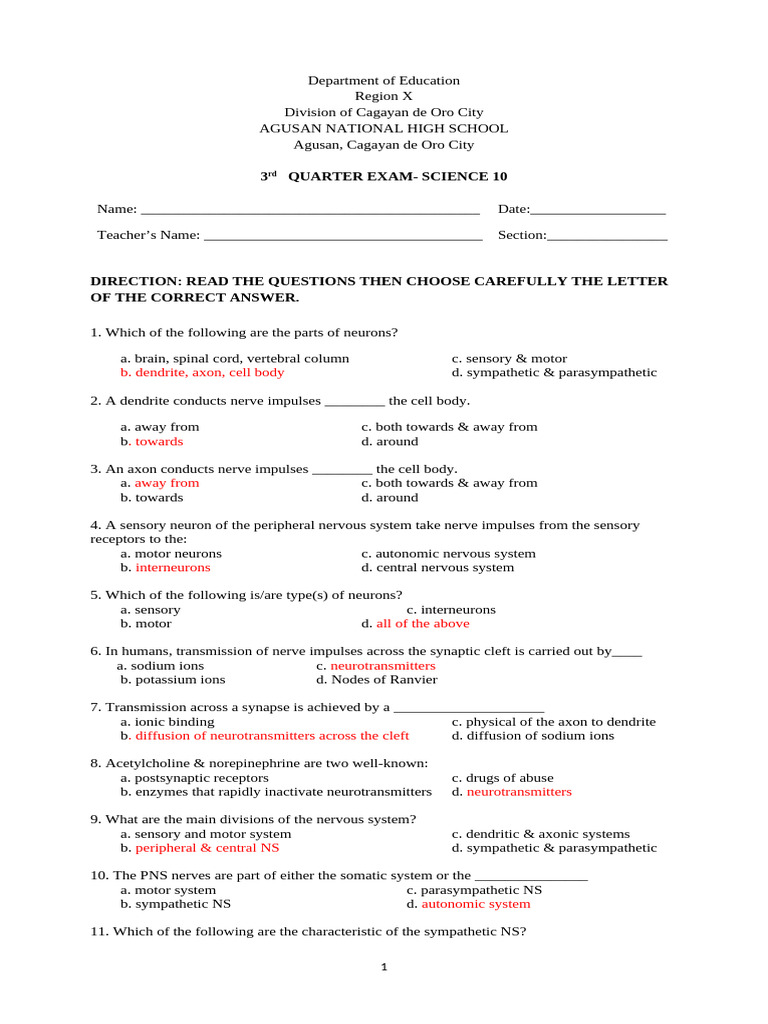 3rd Periodical Exam - SCIENCE Grade 10 | PDF | Dna | Translation (Biology)