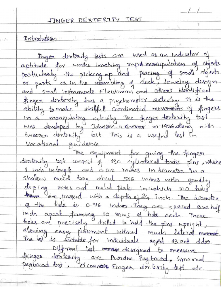 Finger Dexterity | PDF