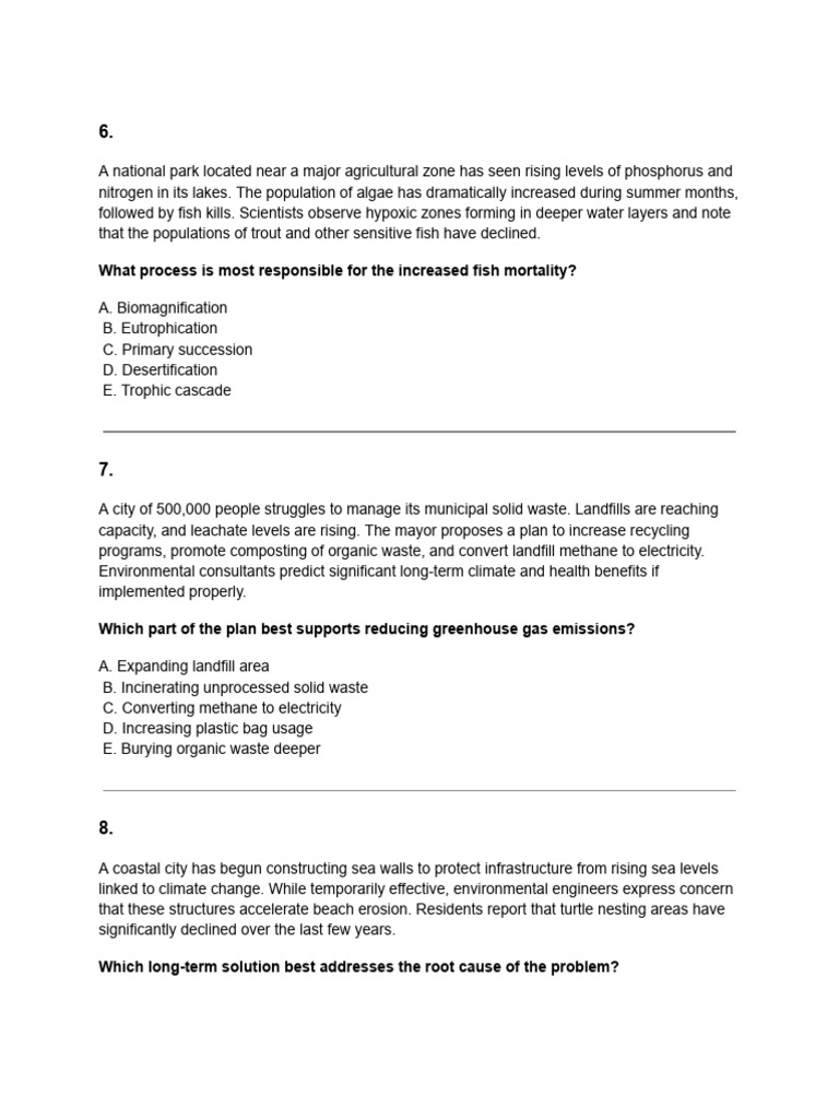 enviornemntal science practice stimulus based mcqs | PDF | Waste ...