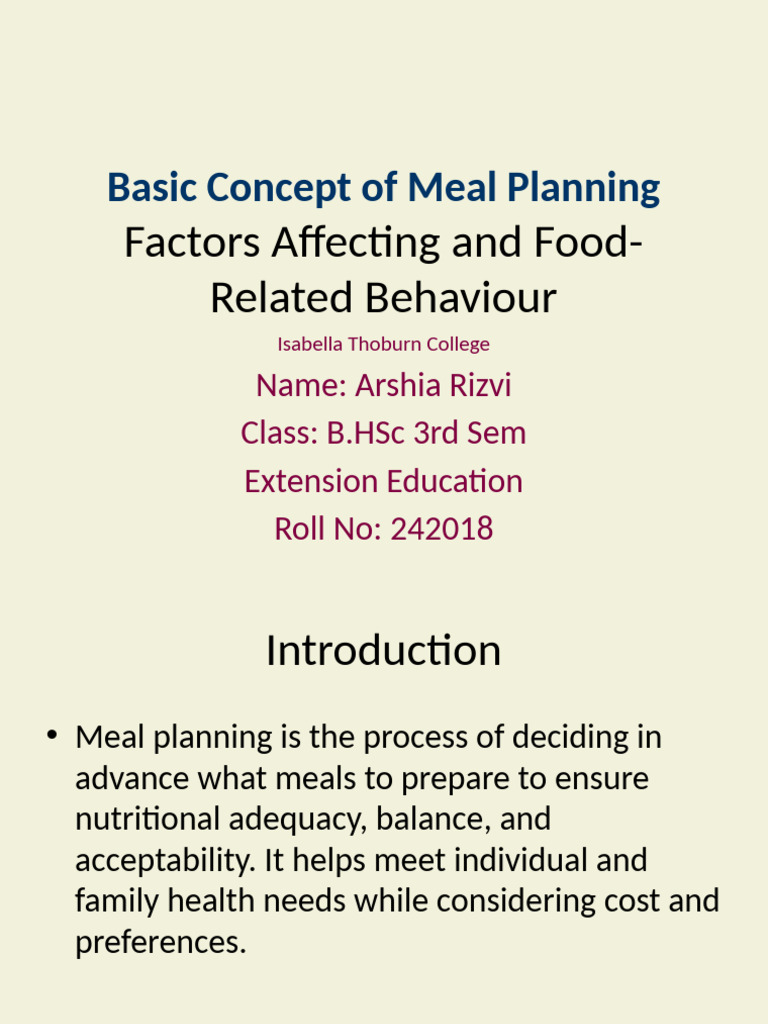 Meal Planning Assignment Monocolour | PDF