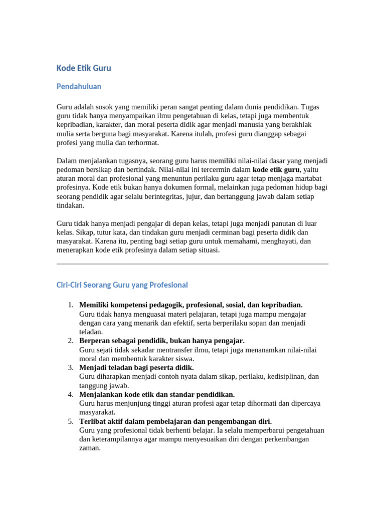 Materi Kode Etik Guru | PDF