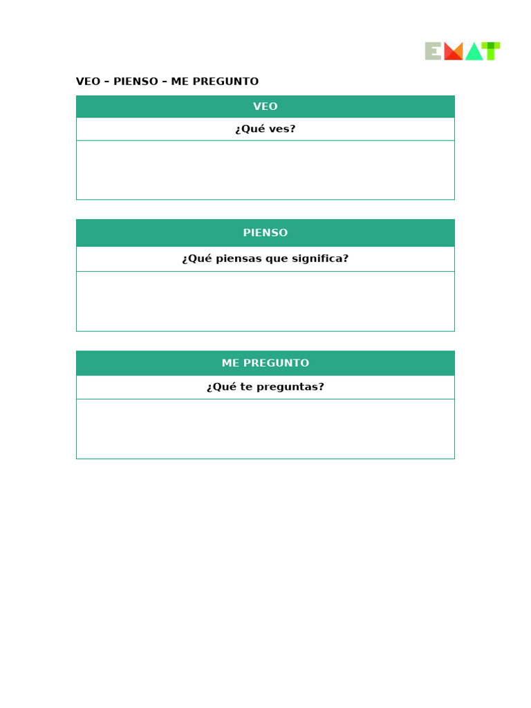 Rutina de Pensamiento Veo Pienso Me Pregunto | PDF