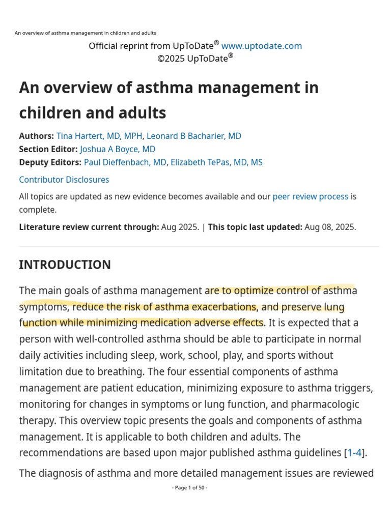 Asthma Management Overview for All Ages | PDF | Asthma | Allergy