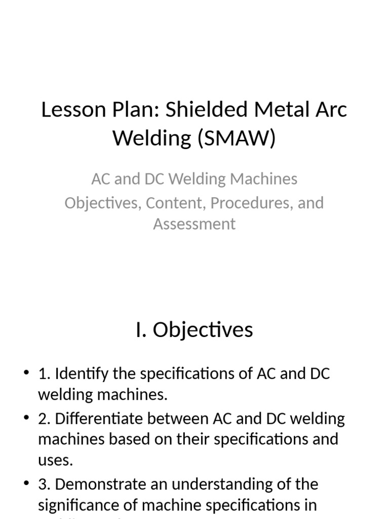 SMAW Lesson Plan: AC vs DC Welding | PDF | Welding | Construction