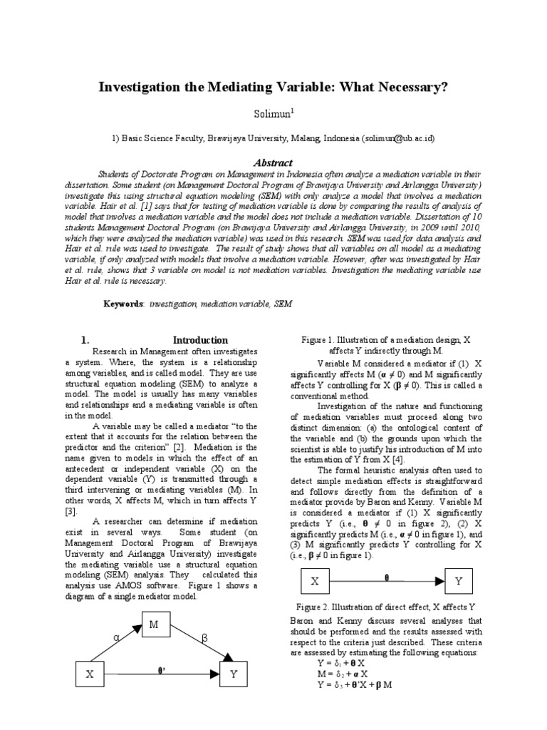 Paper Mediation Variable | PDF | Multivariate Statistics | Statistics