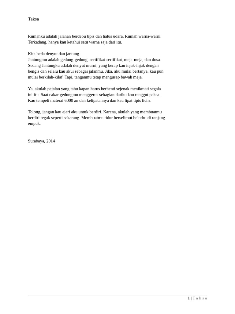 Antologi Puisi Taksa | PDF