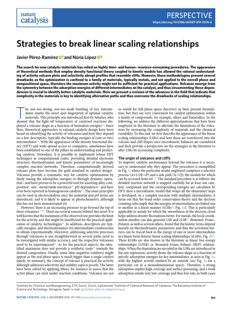 Strategies To Break Linear Scaling Relationships | PDF | Catalysis ...