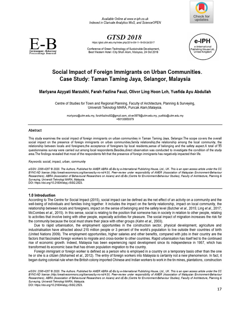 Social Impact of Foreign Immigrants On U | PDF