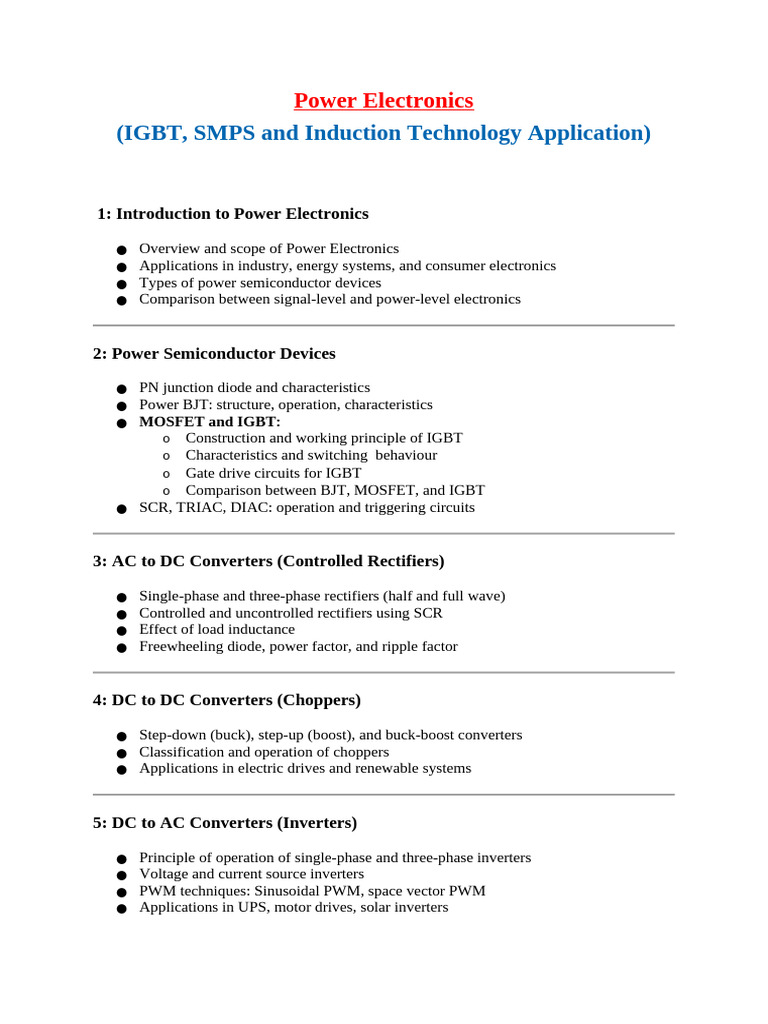 Power Electronics Syllabus-1 | PDF | Power Electronics | Power Inverter