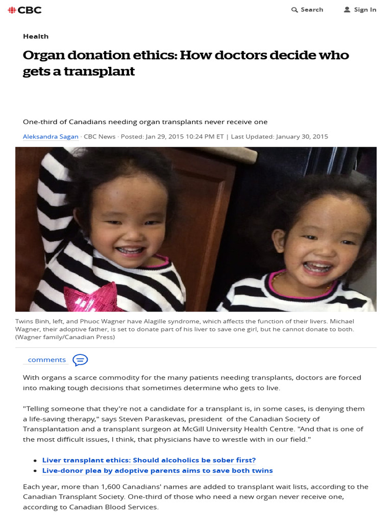 Organ Donation Ethics - How Doctors Decide Who Gets A Transplant - CBC ...