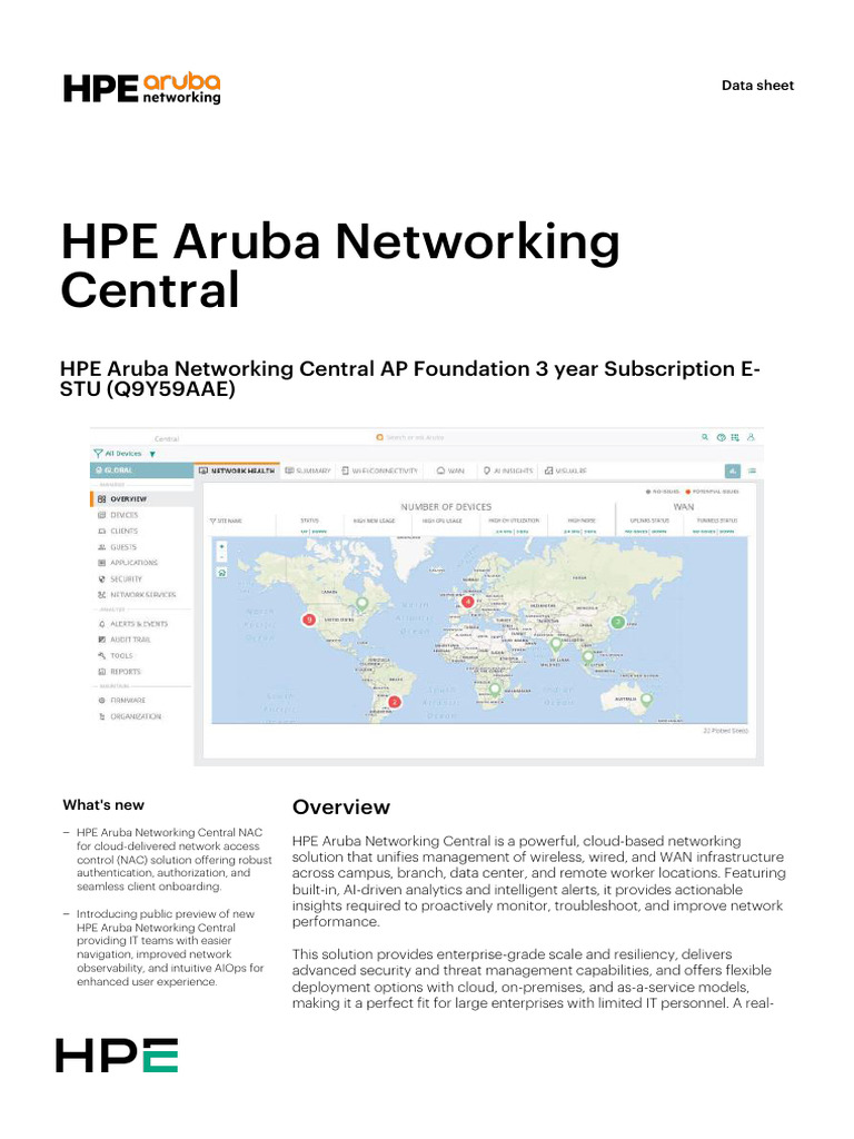 HPE Aruba Networking Central AP Foundation 3 Year Subscription E-STU ...