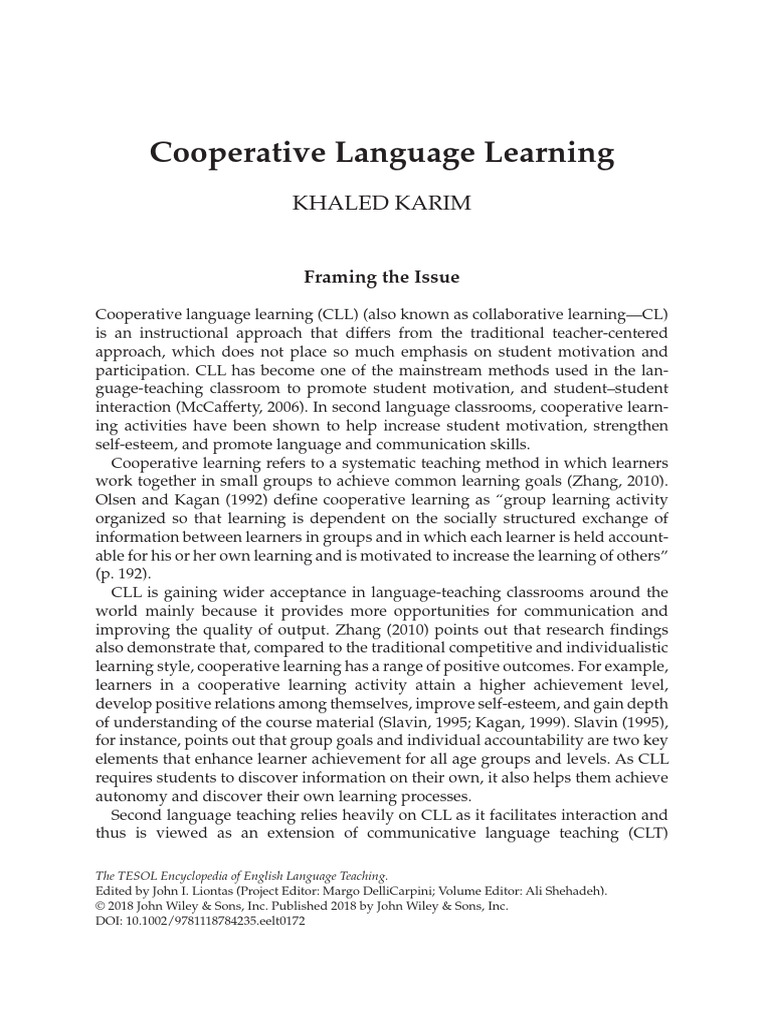 Karim - 2018 - Cooperative Lang Learning | PDF | Learning | English As ...