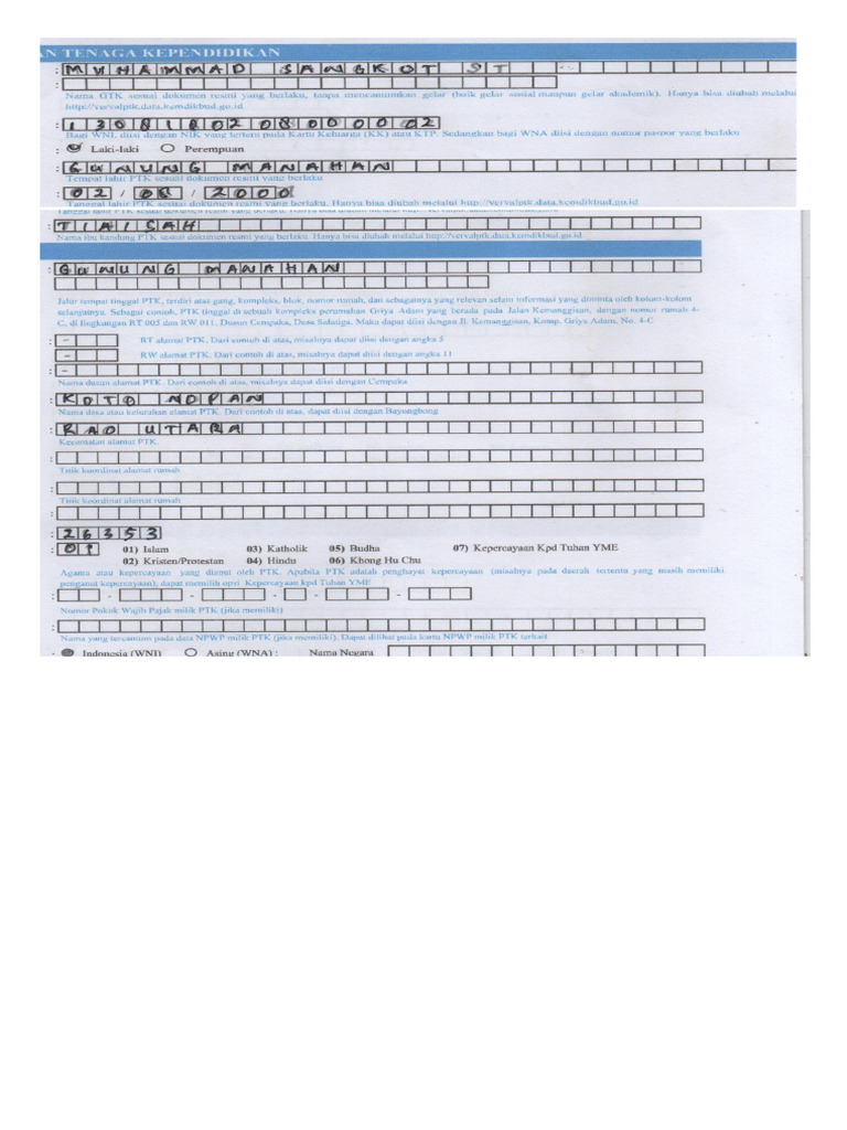 Bahan Dapodik Operator | PDF
